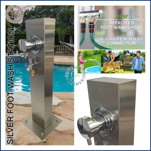 Silver Outdoor Foot Wash Station 316L Marine Grade Stainless Steel ...